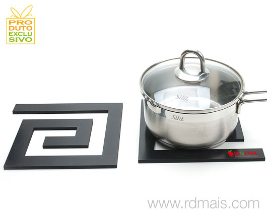 Apoio de Mesa para Panela - Square Preto Duplo