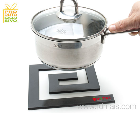 Apoio de Mesa para Panela - Square Preto Duplo