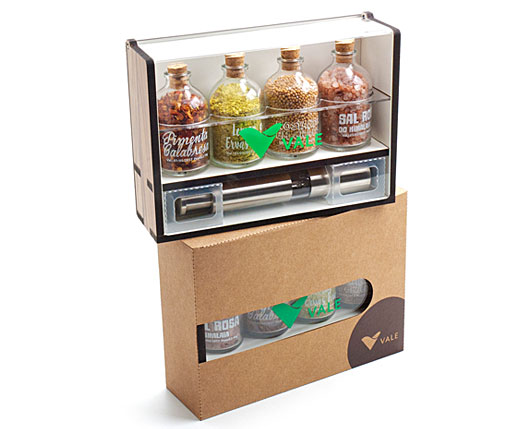 Kit Tempero com 4 Vidros de Especiarias + Moedor de Pimenta - Caixa de ...