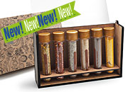 Kit Tempero com 6 Ampolas de Especiarias - Caixa de Madeira com Acrílico