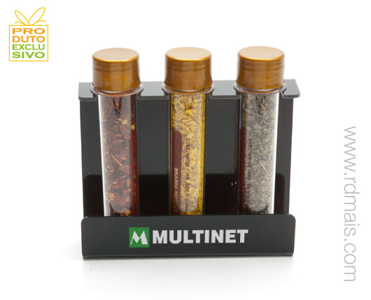 Kit Tempero com 3 Ampolas de Especiarias com Suporte de Acrílico - Noir